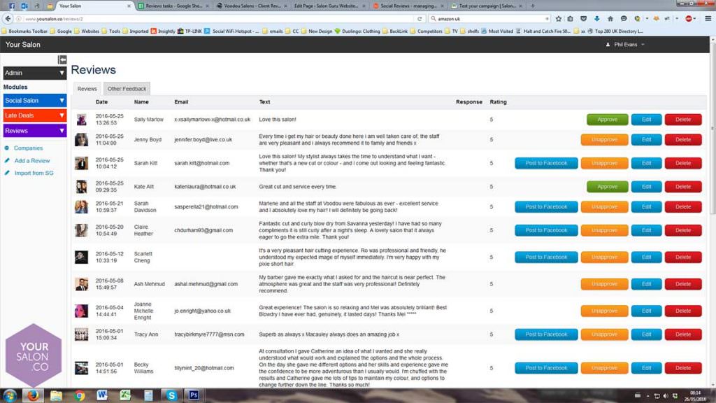 Social Reviews - managing your Salon reviews